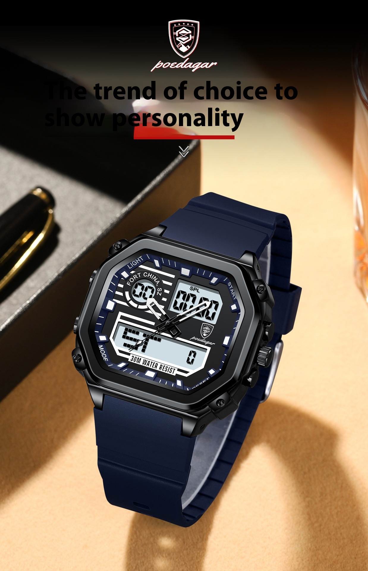 High-end Atmospheric Men's Watch Quartz Electronic Dual Display Men's ...