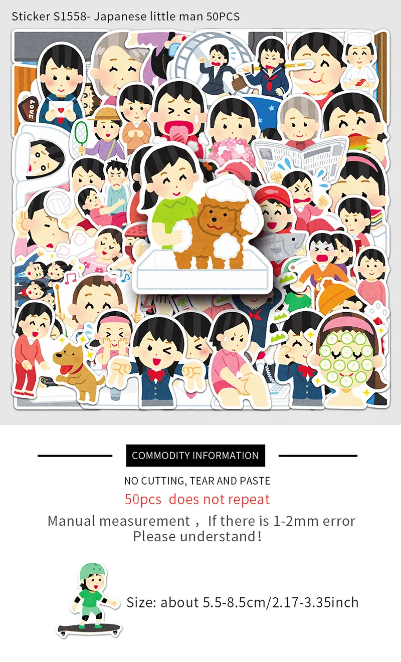 50PCS Japan Irasutoya Stickers Illustration Graffiti Sticker Funny ...