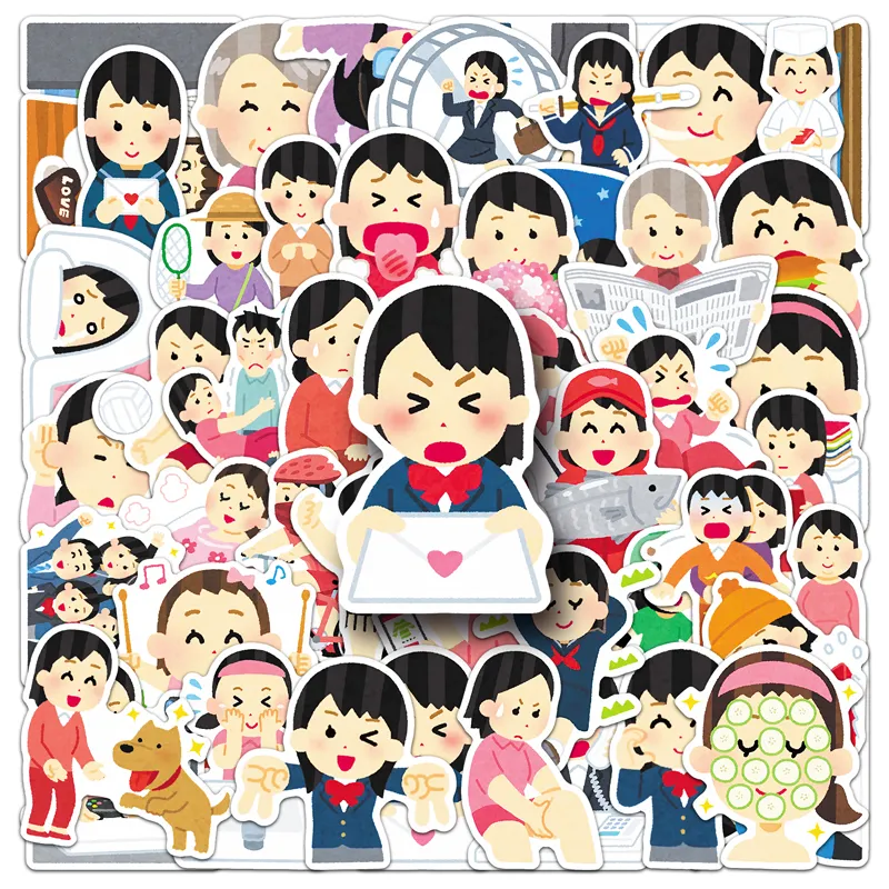 50PCS Japan Irasutoya Stickers Illustration Graffiti Sticker Funny ...