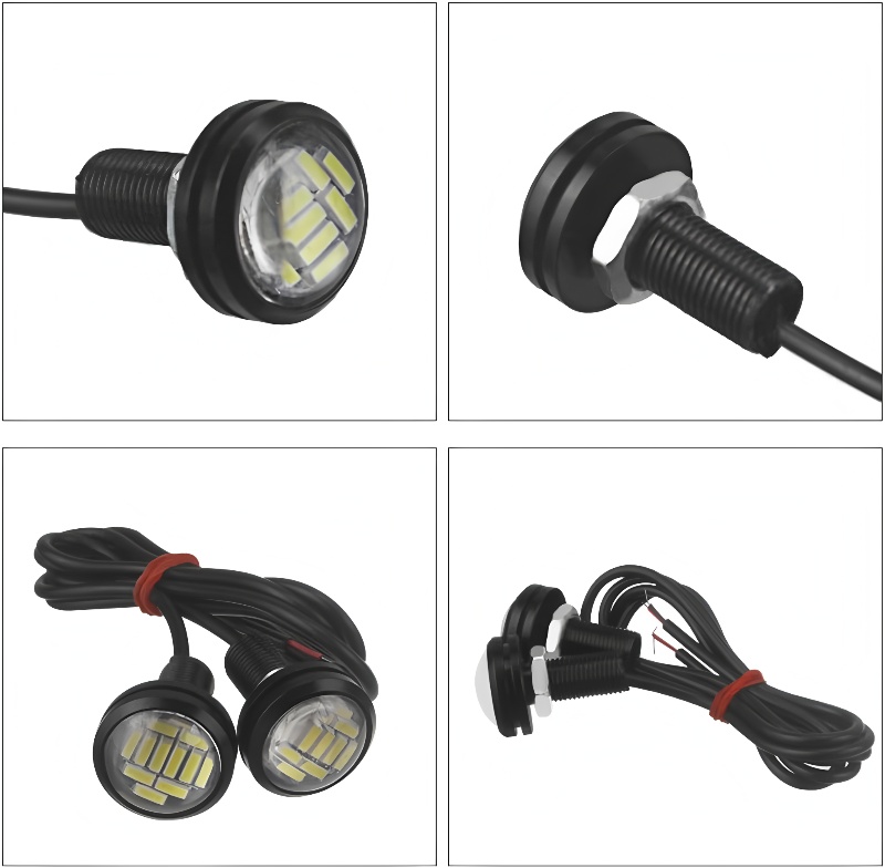 12V or 24V Eagle Eye LED Car Fog DRL Daytime Running Light Pink Yellow ...