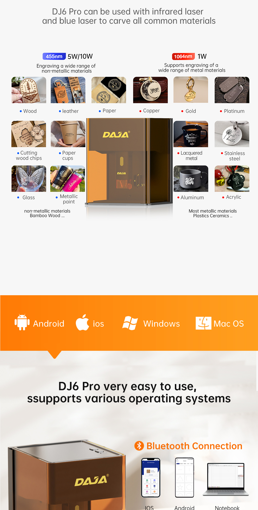 DAJA DJ6 Pro Laser Engraver with Higher Columns Portable Laser ...