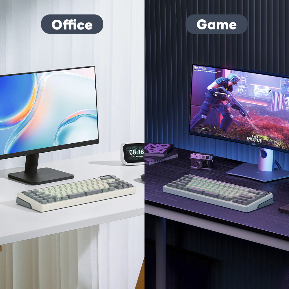 Royal Kludge RK M70 Mocha Grey 73 Key Tri-Mode Wireless With TFT Screen ...