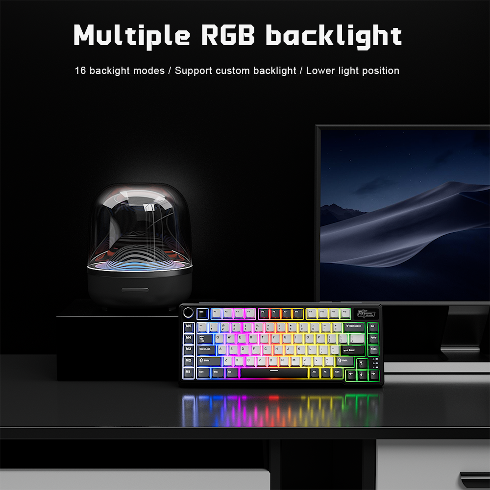 Royal Kludge RK L75 Mocha Grey 85 Key Diy Tri-Mode RGB Wired Bluetooth ...