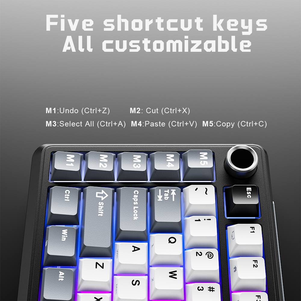 Royal Kludge RK L75 Mocha Grey 85 Key Diy Tri-Mode RGB Wired Bluetooth ...