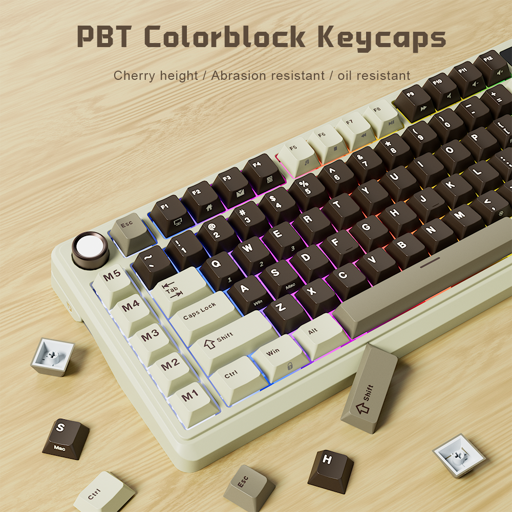 Royal Kludge RK L75 Mocha Grey 85 Key Diy Tri-Mode RGB Wired Bluetooth ...