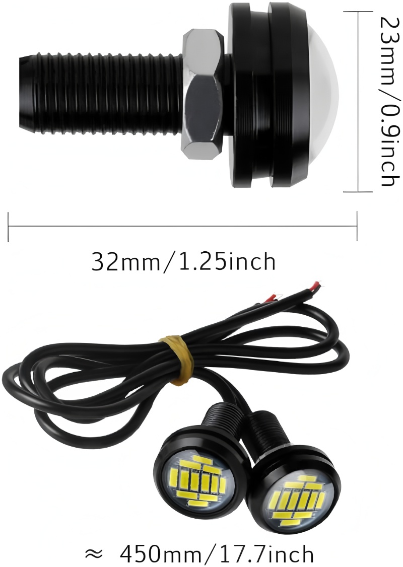 12V or 24V Eagle Eye LED Car Fog DRL Daytime Running Light Pink Yellow ...