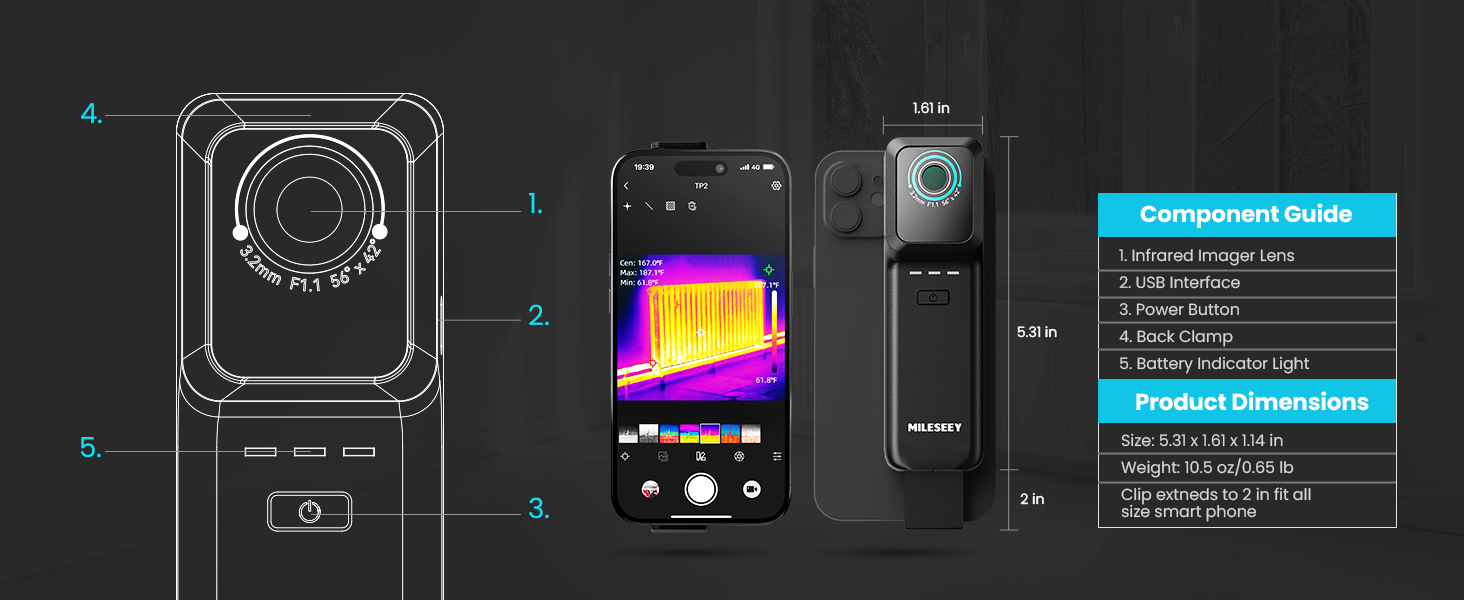 Mileseey TP2 Thermal Camera for Smart Phones, 256x192 IR Resolution ...
