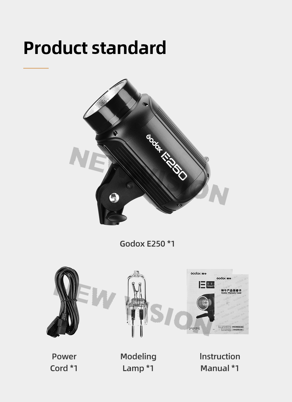 Godox E250 250Ws Studio Flash kit, Light Stand With 50*70cm Softbox+AT ...