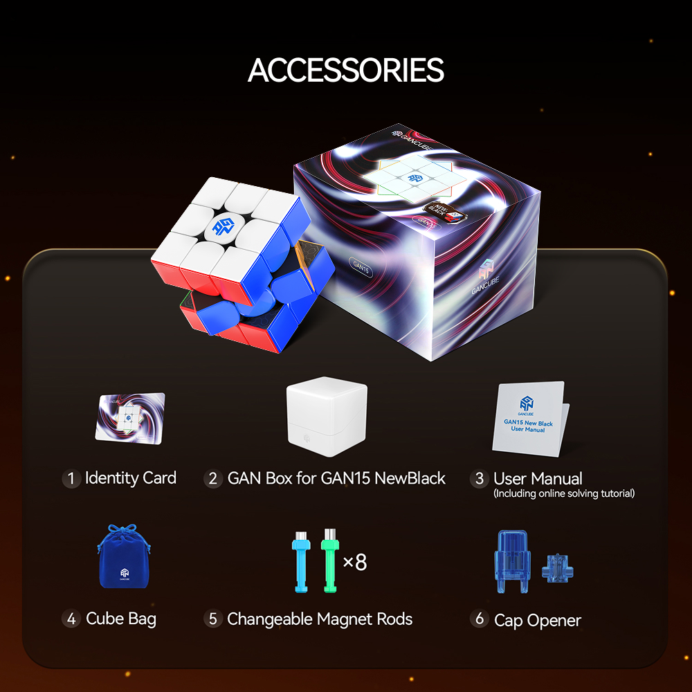 GAN 15 NewBlack Magnetic Cube Ultra Smooth Durable Flagship Smoothing ...