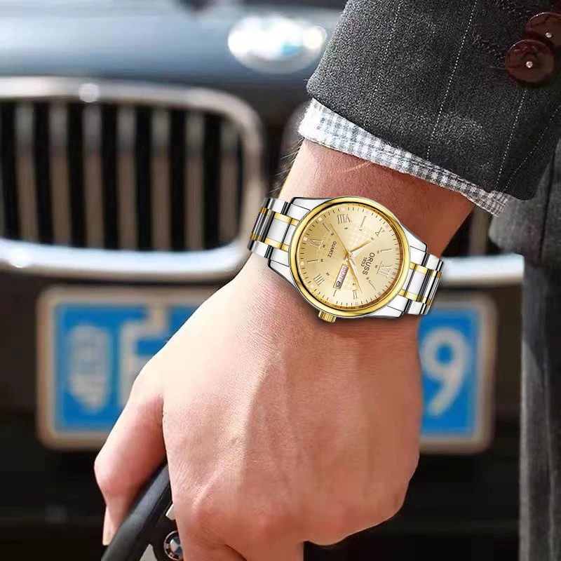 ORUSS Original Men Stainless Steel Silver Luxury Dual Calendar ...