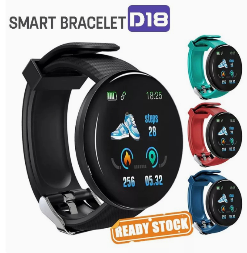 Smartwatch D18 Round Waterproof with Fitness Tracker with Bluetooth ...