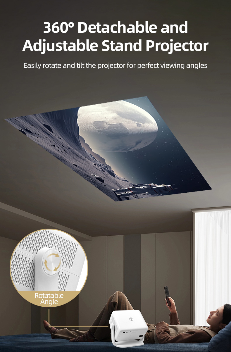 YJMOYE Android Projector L2 FHD 1080P 4K 650ansi WiFi6 Smart Auto-focus ...