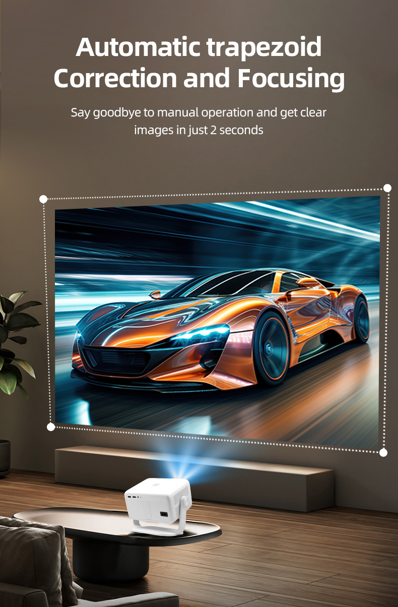 YJMOYE Android Projector L2 FHD 1080P 4K 650ansi WiFi6 Smart Auto-focus ...
