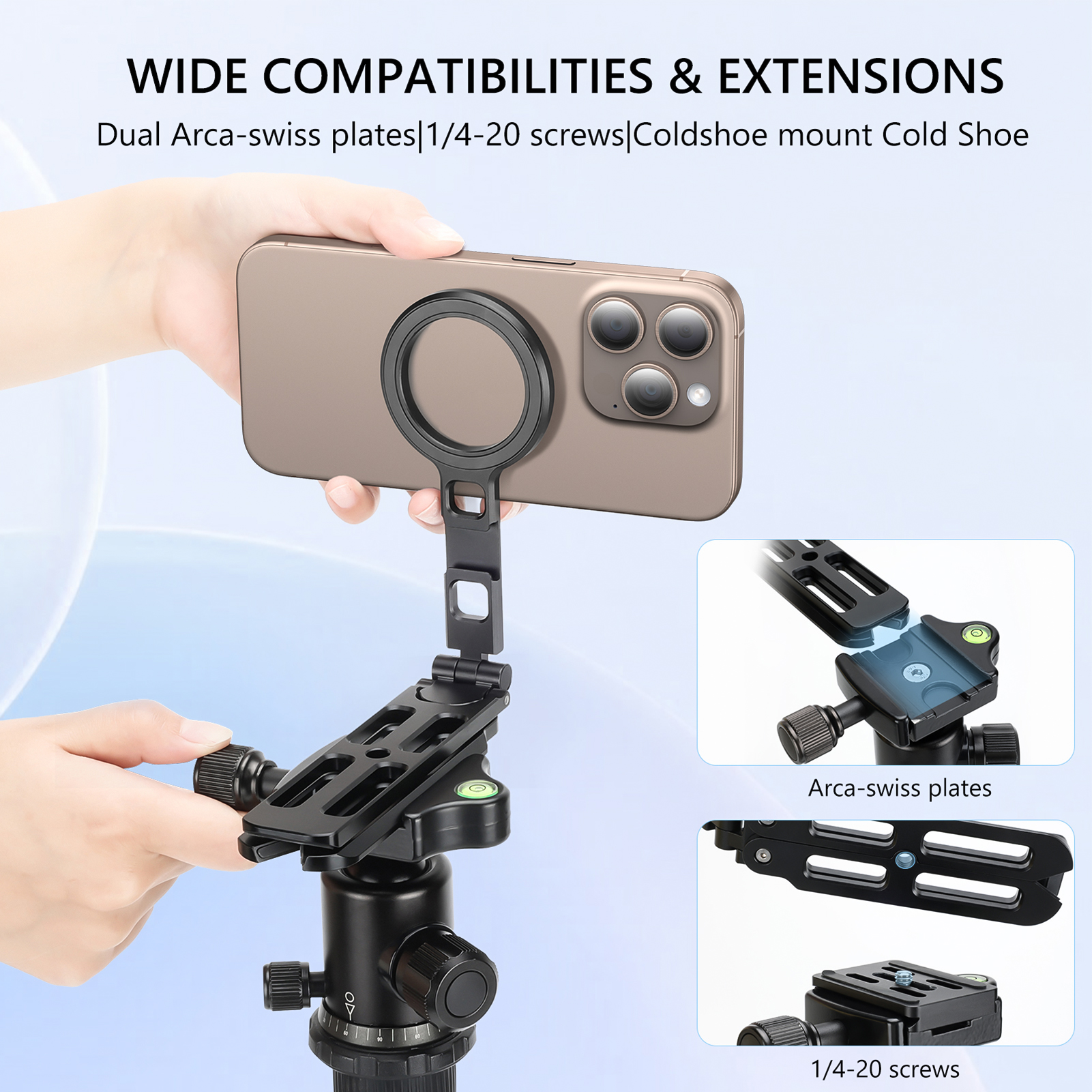 Magnetic Phone Holder Magsafe Tripod with Arca-Swiss Cold Shoe for ...