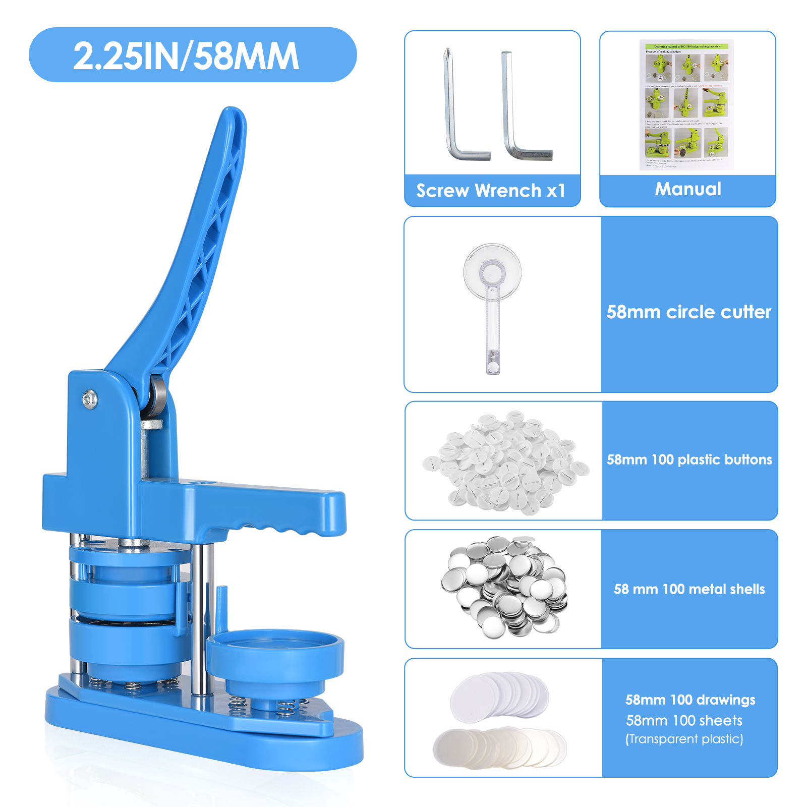 ⭐Local Warehouse+COD⭐ Button Maker Machine Installation-Free 58mm DIY ...