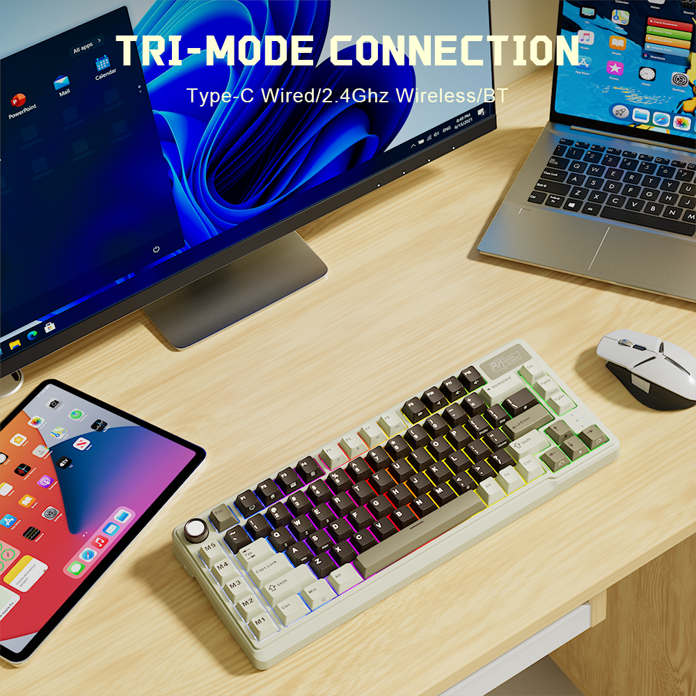 Royal Kludge RK L75 Knight Black 85 Key Diy Tri-Mode RGB Wired ...