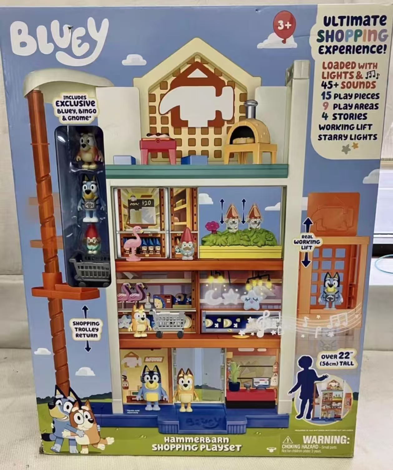 Bluey Hammerbarn Shopping Playset, 4 Level, 22" Tall Playset with ...