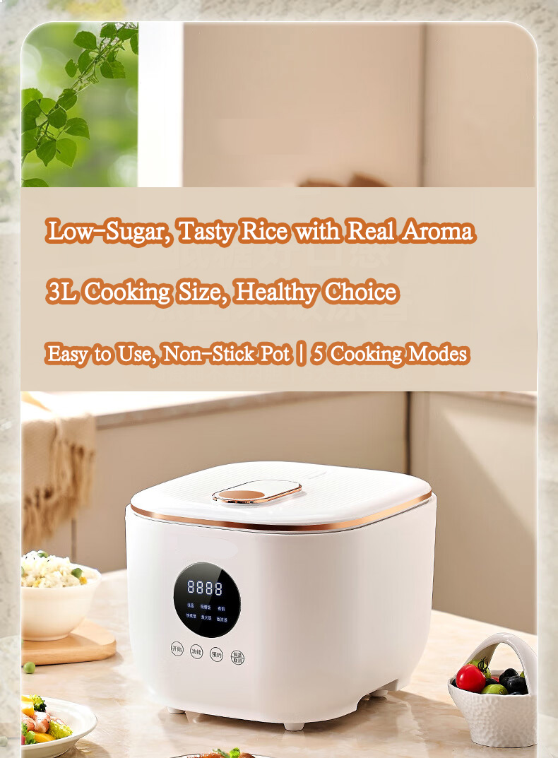 Low Sugar Rice Cooker with Ceramic Oil Non-Stick Inner Pot, Stainless ...