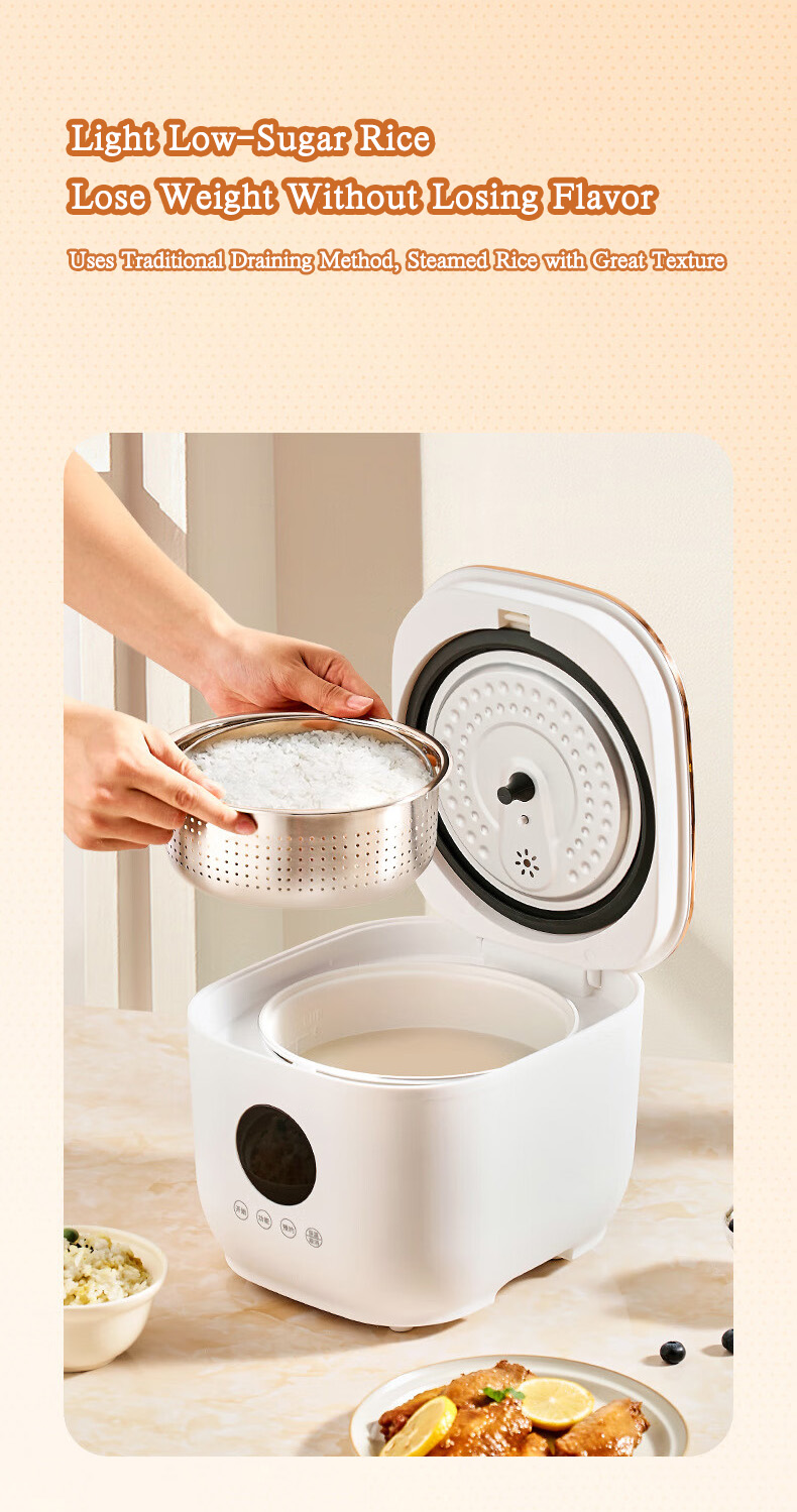 Low Sugar Rice Cooker with Ceramic Oil Non-Stick Inner Pot, Stainless ...