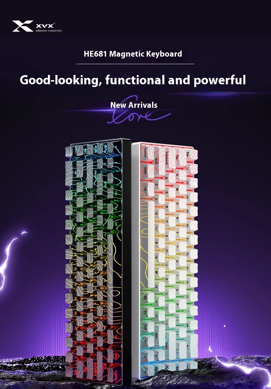 XVX HE68 Semi Aluminum Wired Magnetic Keyboard 65% Hot Swappable RGB ...
