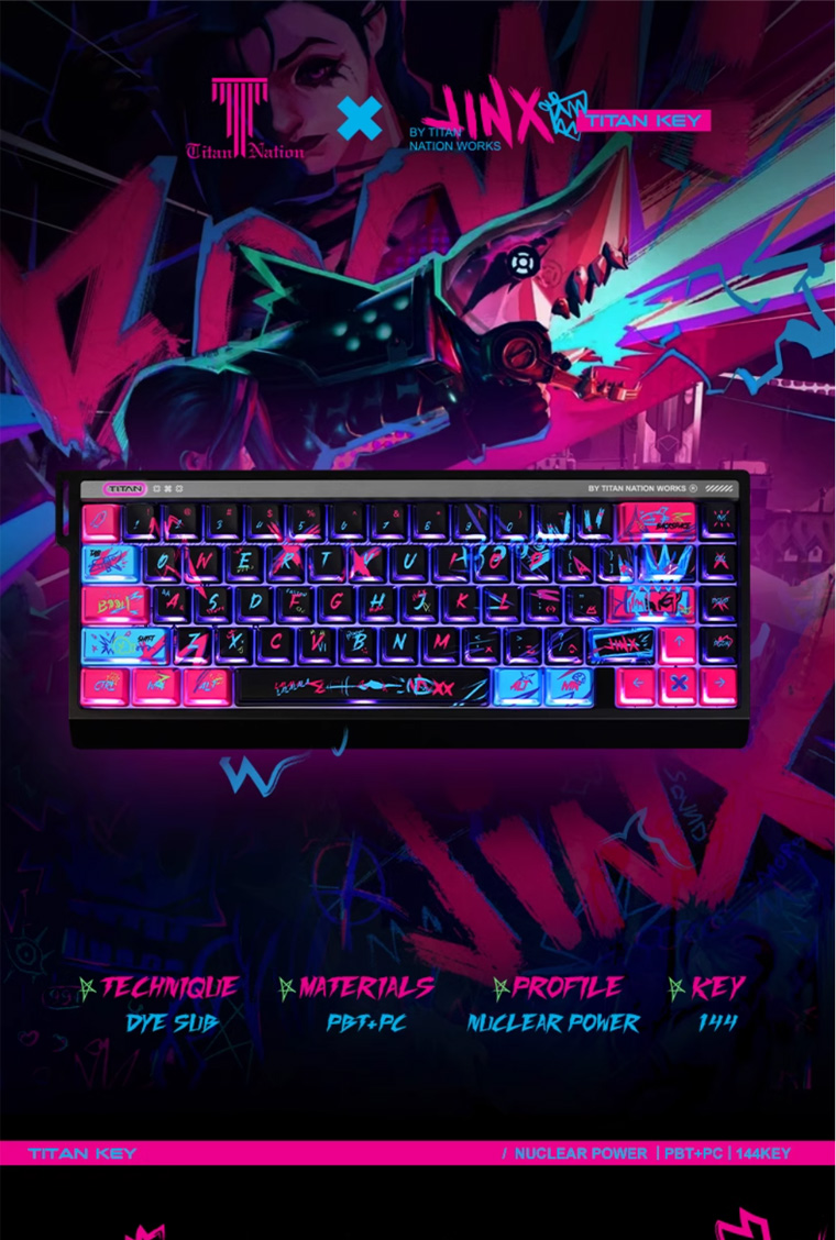 TITANNATION League of Legends: Arcane JINX keycaps factory height PBT ...