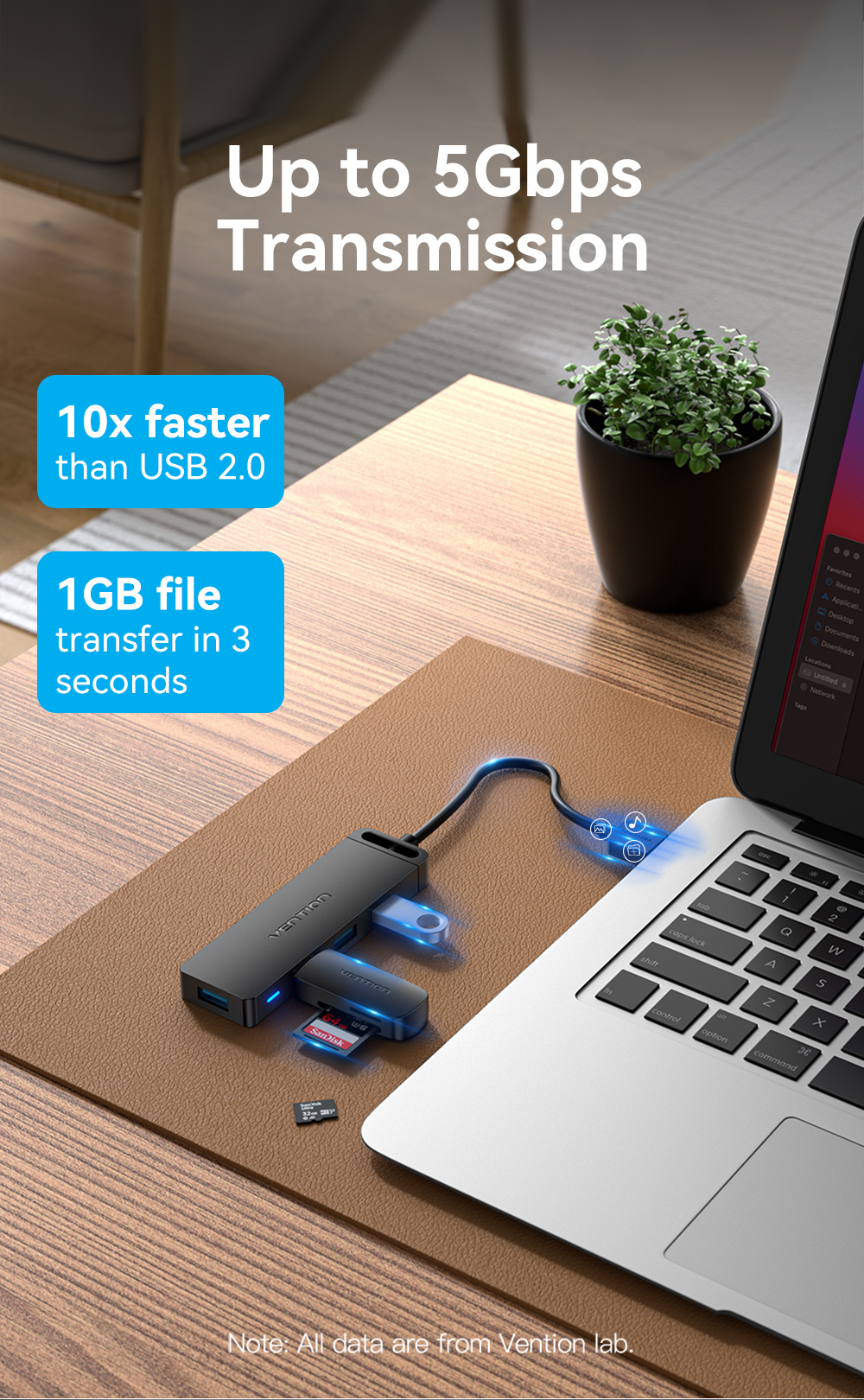 Vention USB 3.0 Hub 4 Ports USB HUB Slim for Mouse Keyboard Compatible ...