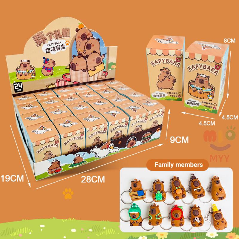 HOMLY ⚡Ready Stock⚡Capybara Keychain Cute Blind Box Set Miniso Capybara ...