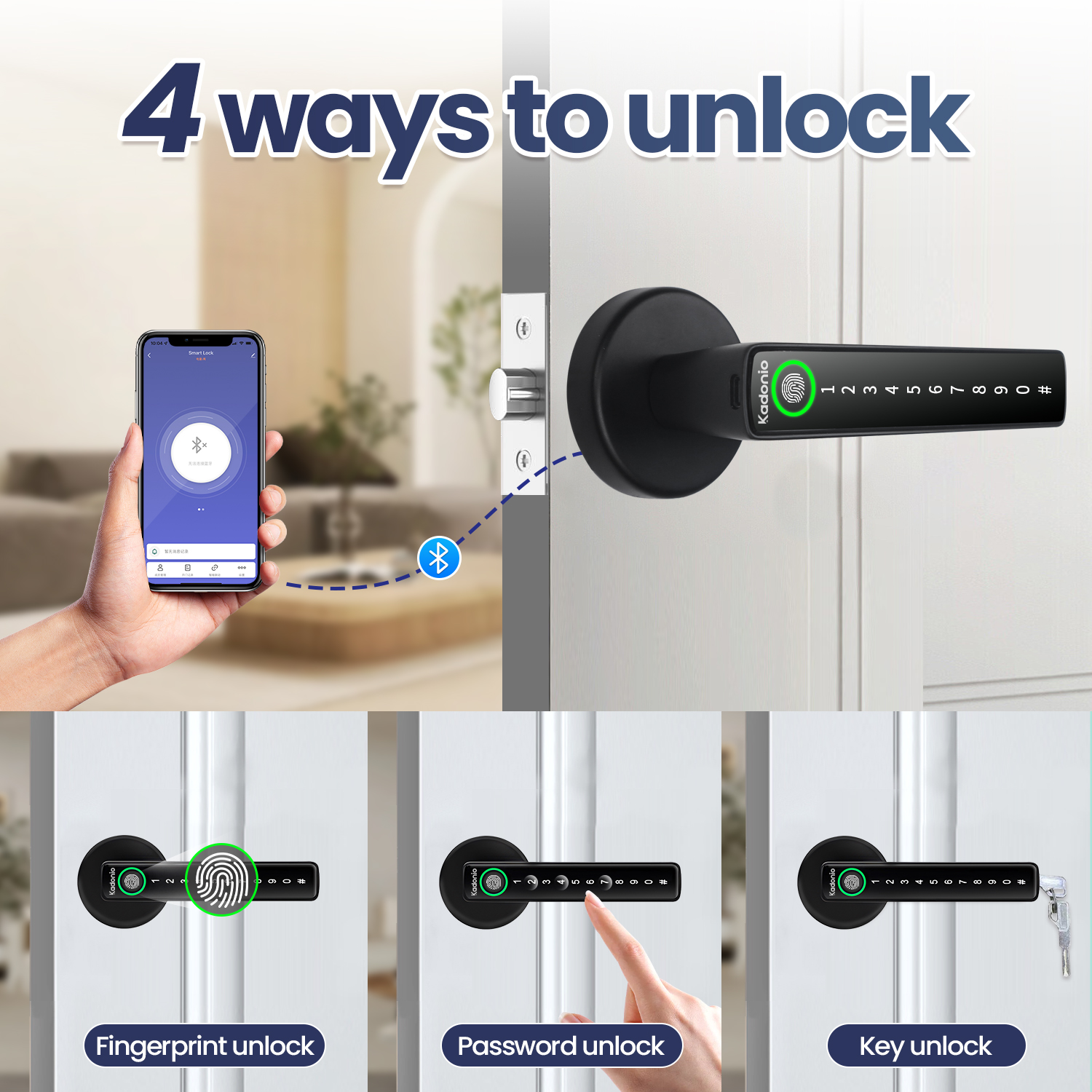 Kadonio Digital Door Lock Electronic Fingerprint Password Smart ...