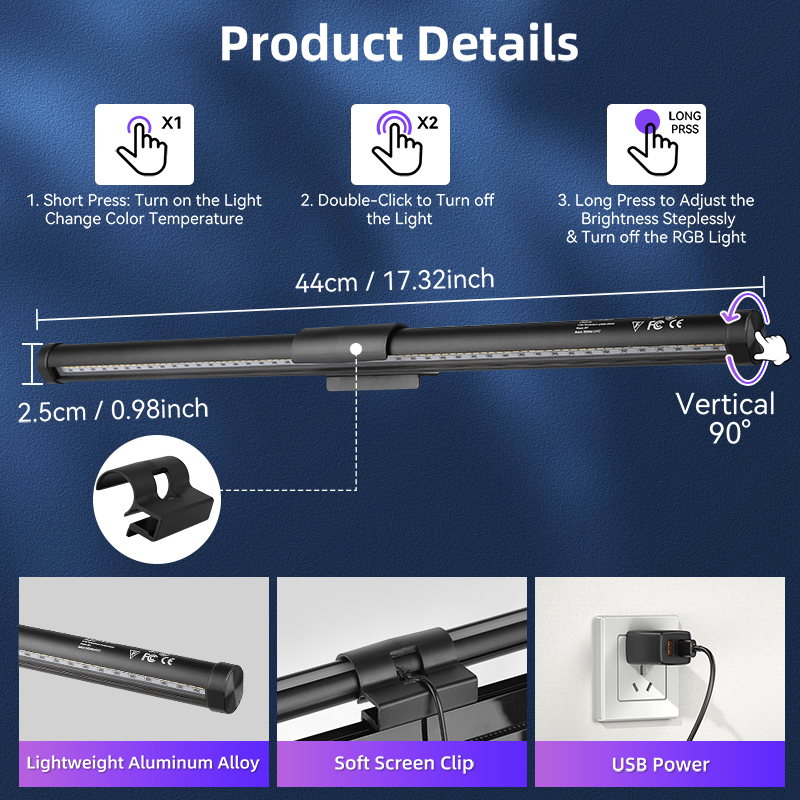 CANMEIJIA Curved Screen Dimmable RGB Monitor Light Bar With Remote ...