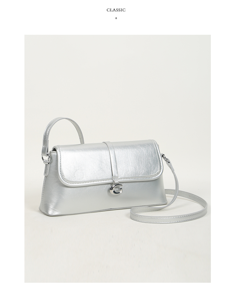 Caidre Silver Small Square Bag Baguette Underarm Luxury Female Bag ...