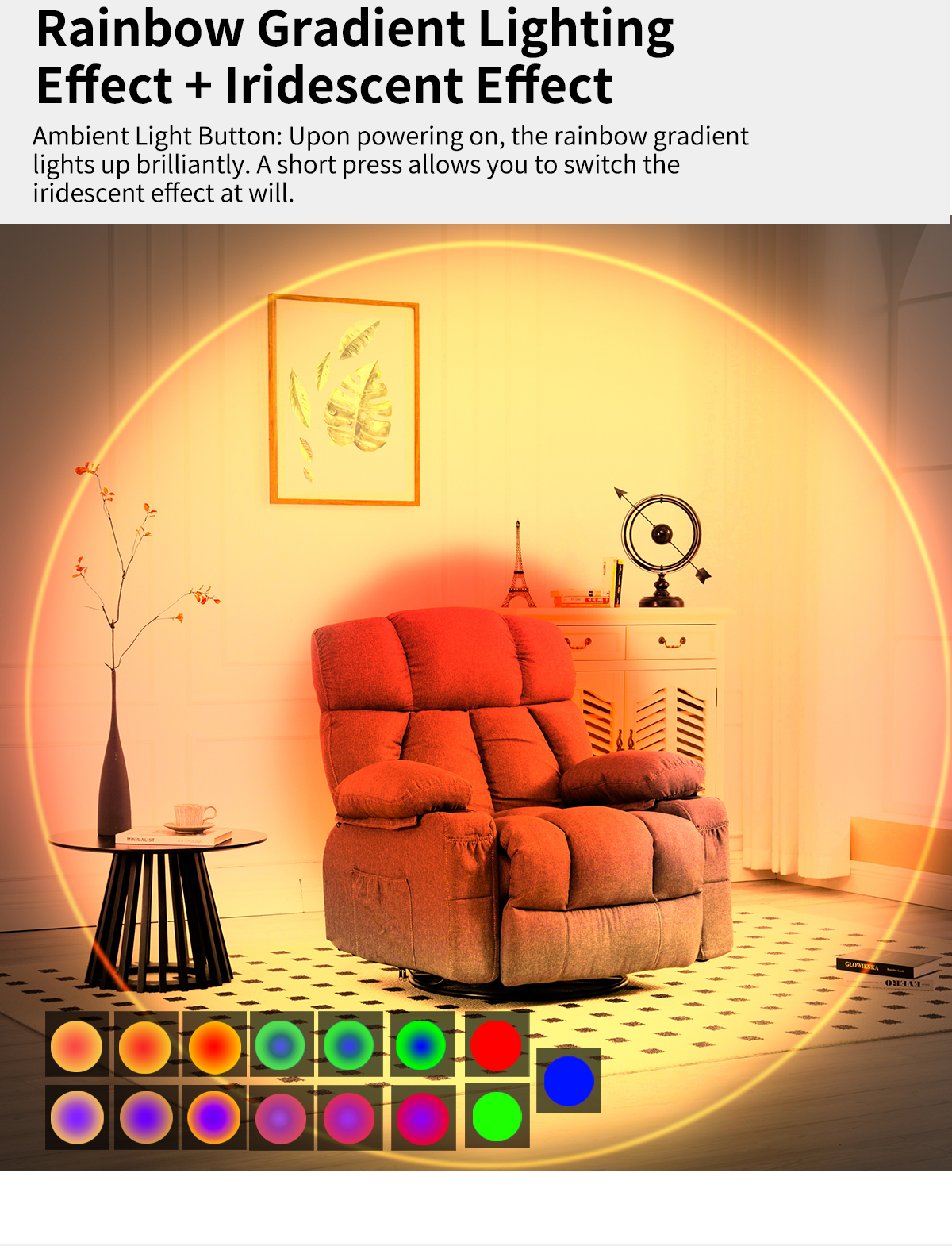 15 Color Motion Sensor LED Night Light Automatic Sensing Magnetic Wall ...