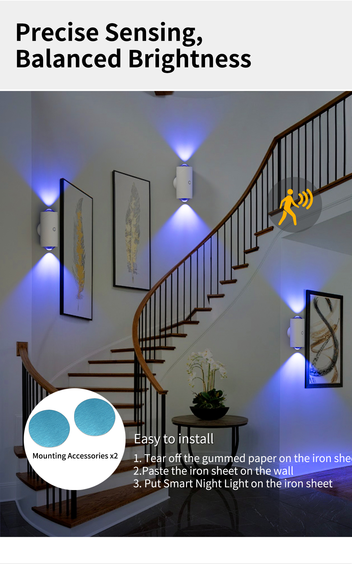 15 Color Motion Sensor LED Night Light Automatic Sensing Magnetic Wall ...