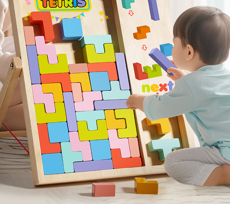 Wooden Blocks Puzzles for Kids Ages 4-8, Thick 3D Russian Blocks Brain ...