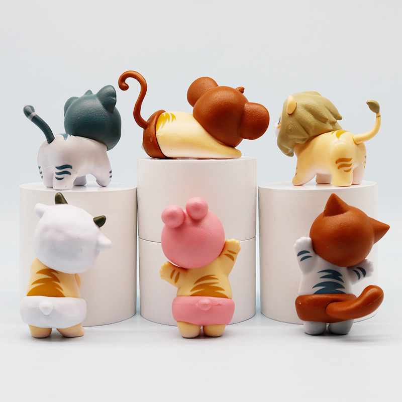 6Pcs/Set 5-8cm Cartoon Anime Mofusand Shark Cat Party Cosplay Animal ...