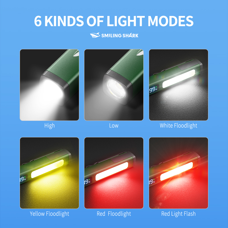 SMILING SHARK LED Torch Light Pen Light Magnet Work Light with COB ...