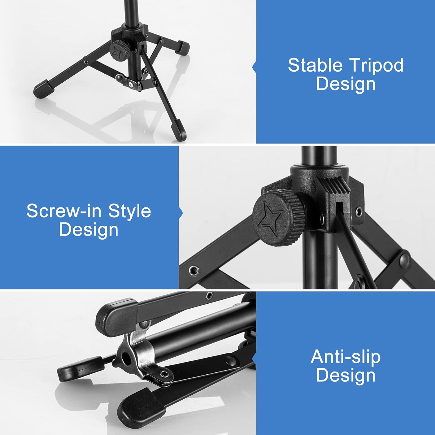 Microphone Stand Desk, Wanjason Portable Foldable Tripod with Mic Clip ...