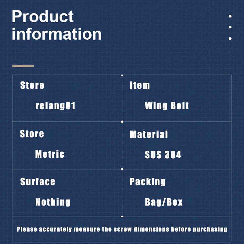 [RL] Wing Bolt With Nut Set Butterfly Screw SUS 304 Stainless Steel M3 ...