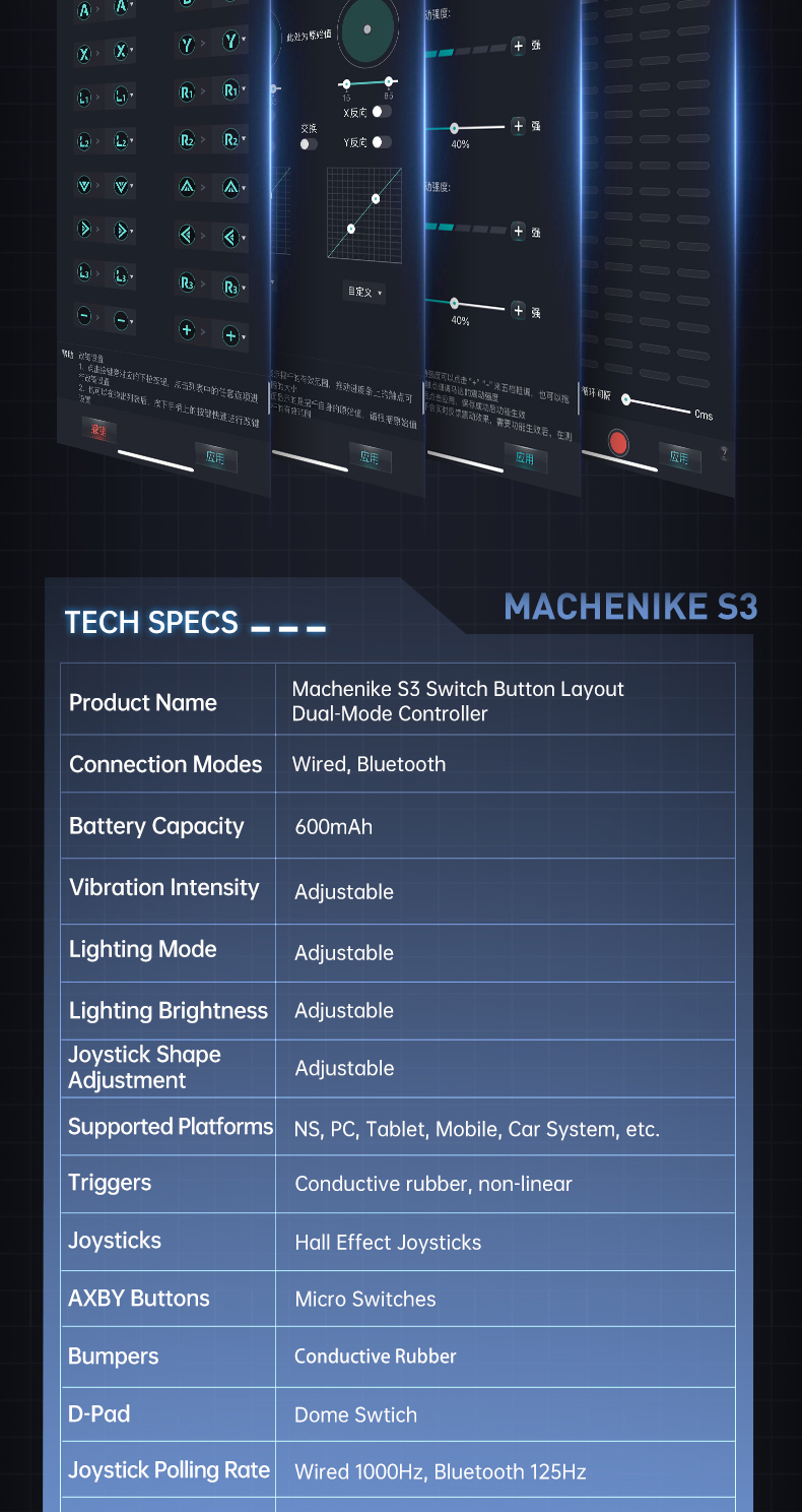 Machenike S3 Switch Button Layout Dual-Mode Gaming Controller With ...