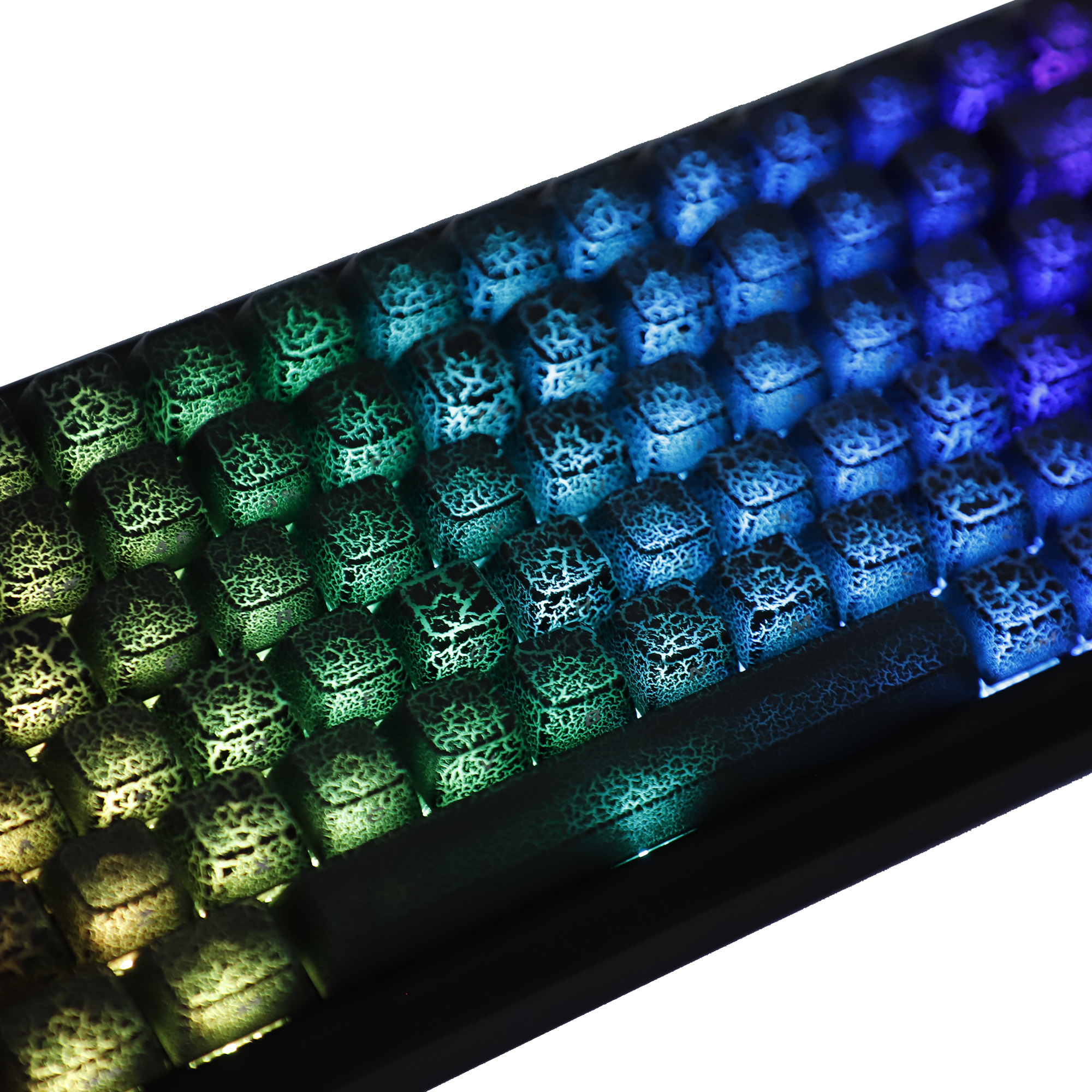 YMDK 123 Key Black White Ice Crack Theme Shine Through Side Print PC ...