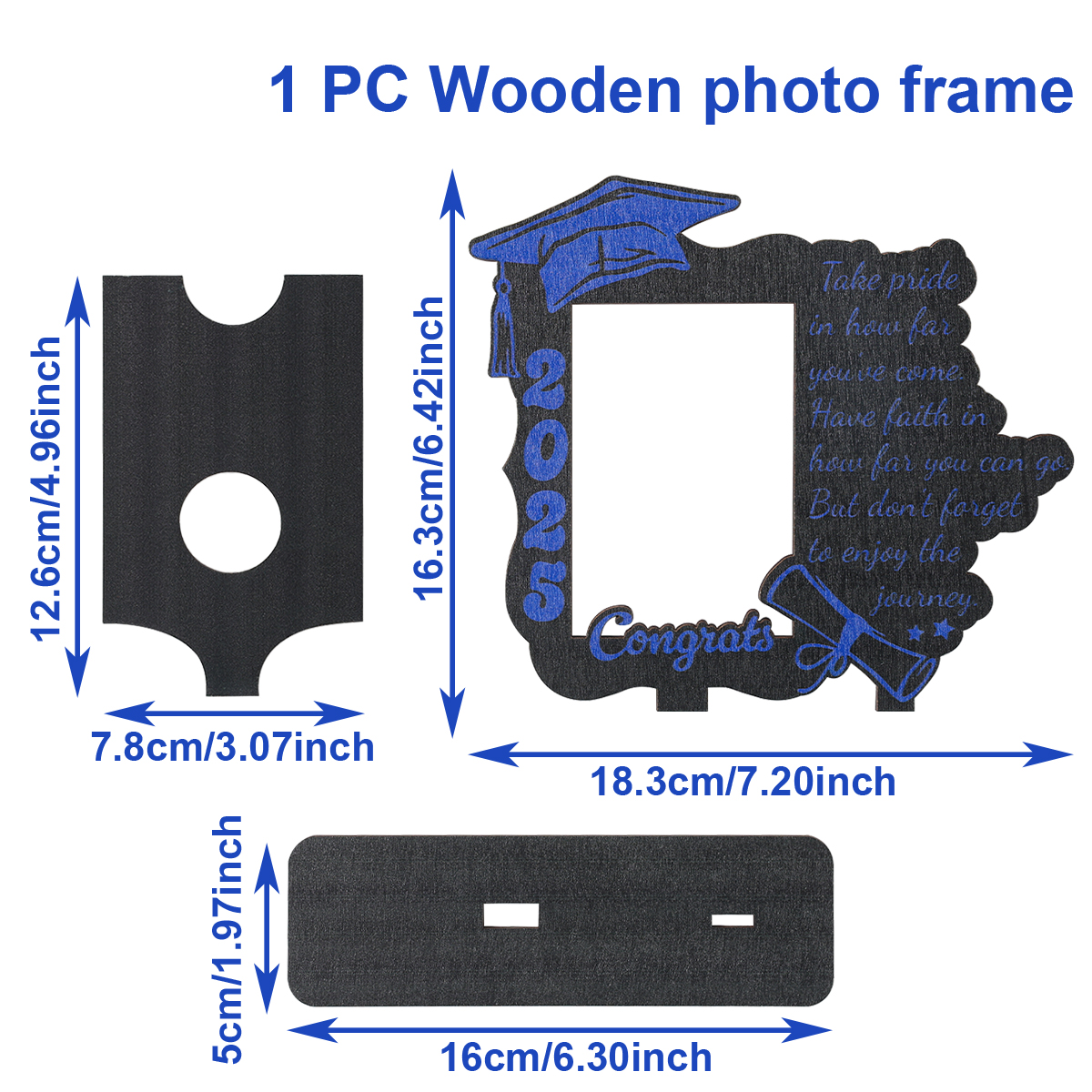 Wooden Graduation Photo Frame 3D Graduation Cap Style Congrats Grad ...