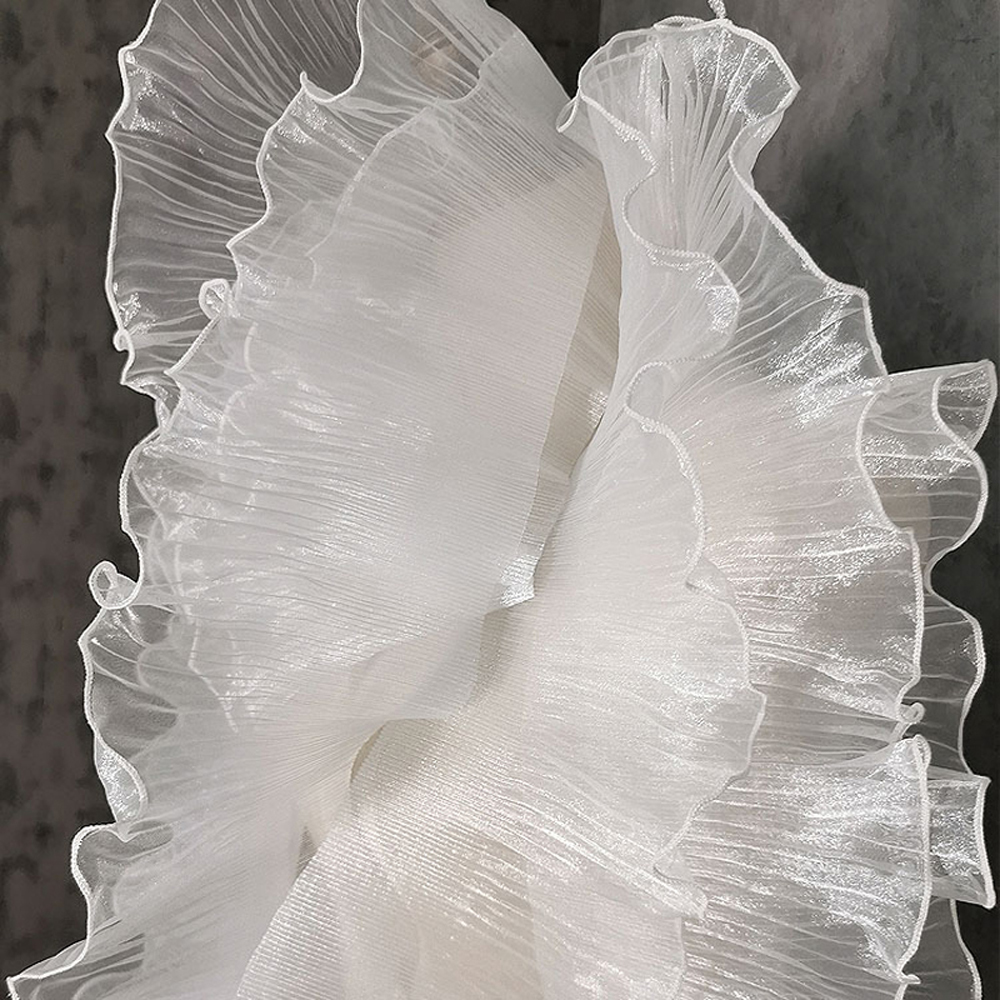 1Yard Big Wave Flounces Lace Fabric Folds Wedding Dress Clothes ...
