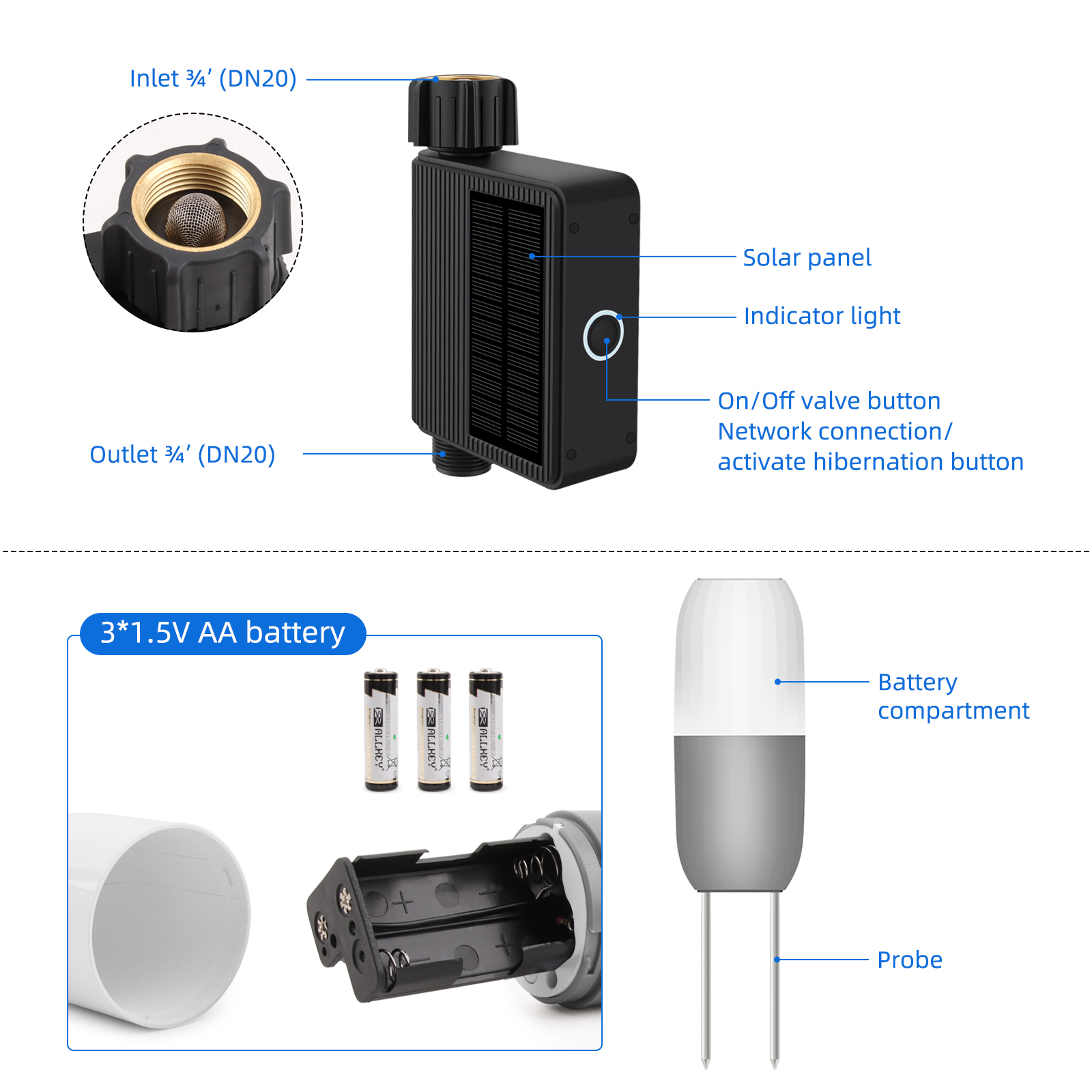 YIERYI Smart WiFi Solar Irrigation System & Bluetooth Soil Sensor ...