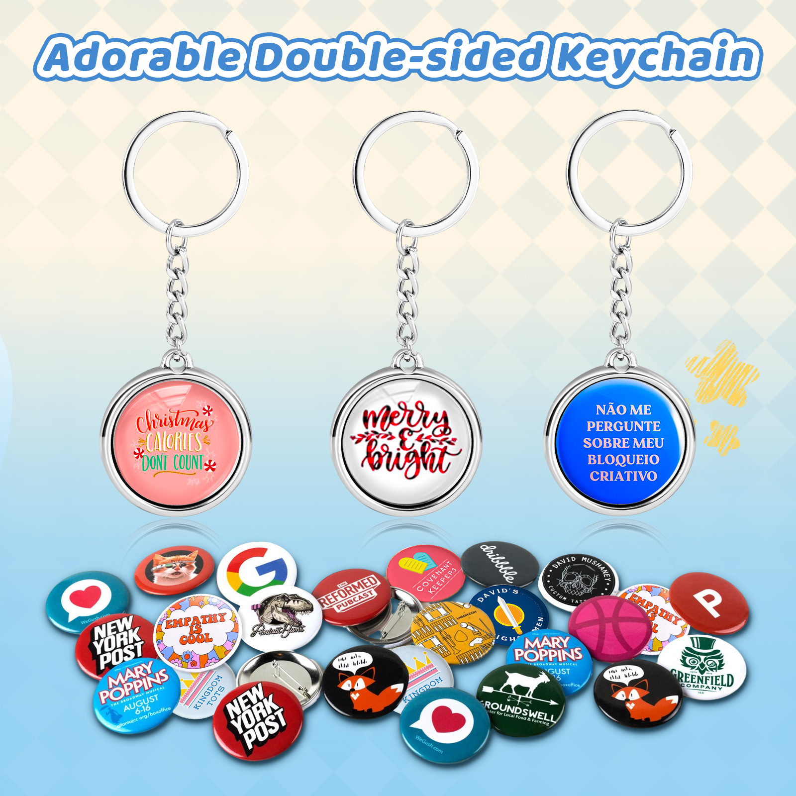 [Local delivery] 50pcs 25/32mm Colorful Keychain Pendants, Personalized ...