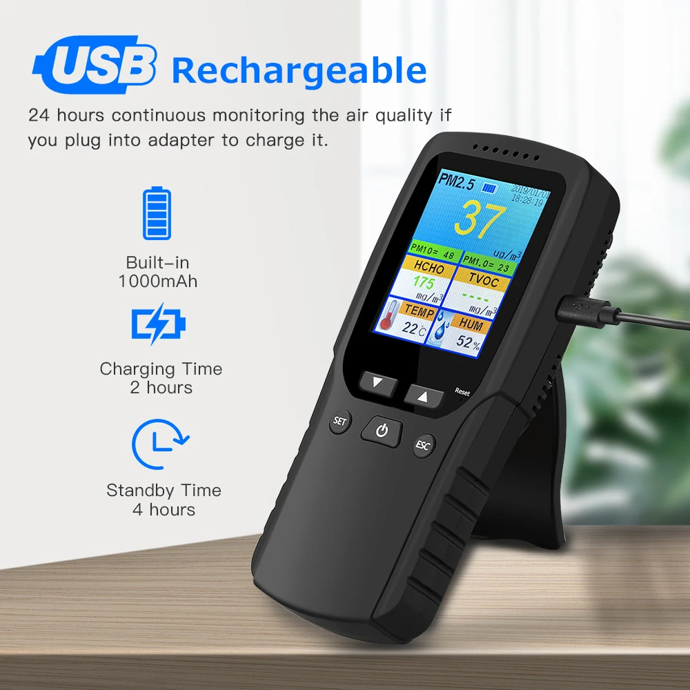 Indoor/Outdoor Handheld Air Quality Analysis Tester DM106A Smog/Dust ...
