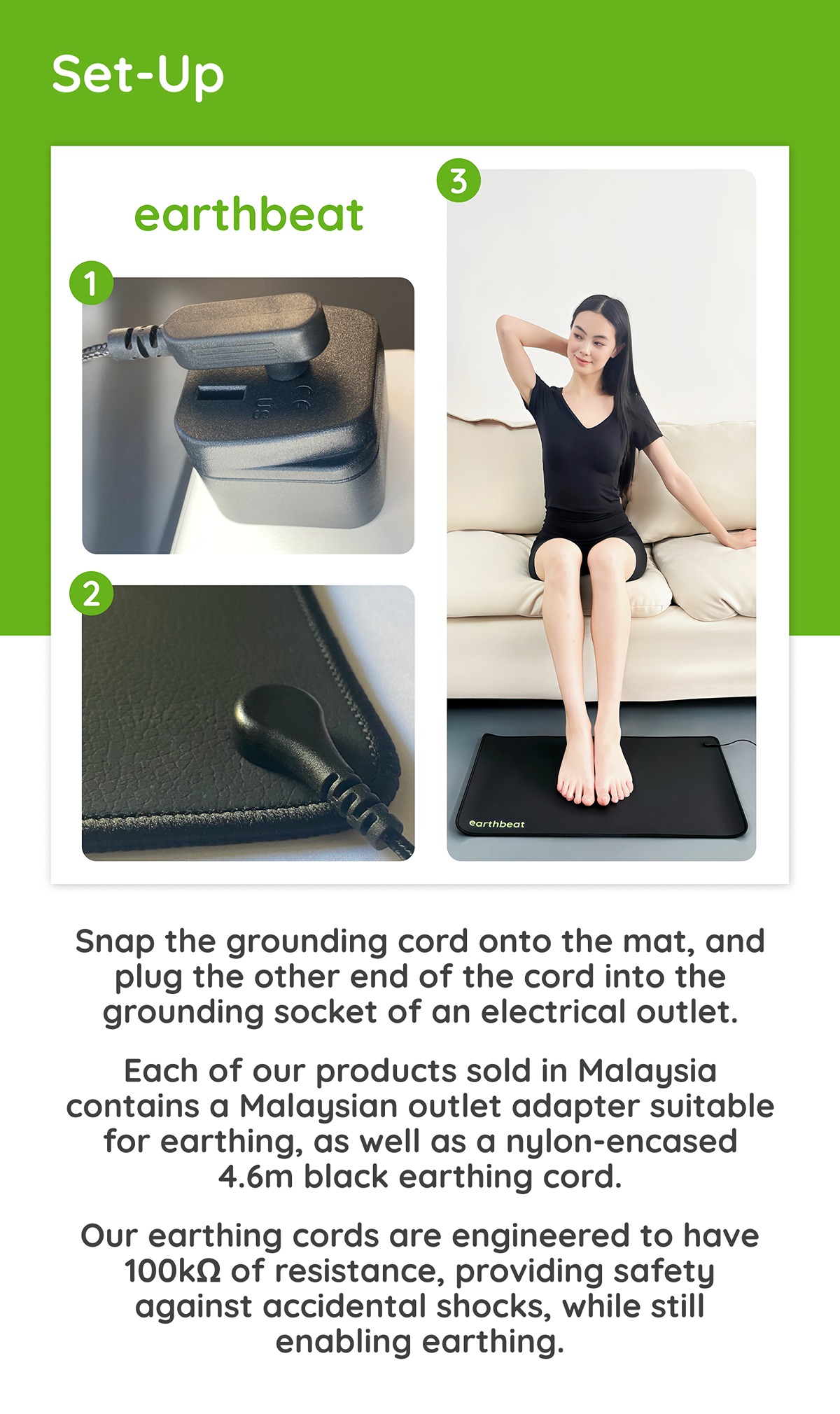 earthbeat Classic Earthing Mat. Grounding Natural Therapy for Sleep ...