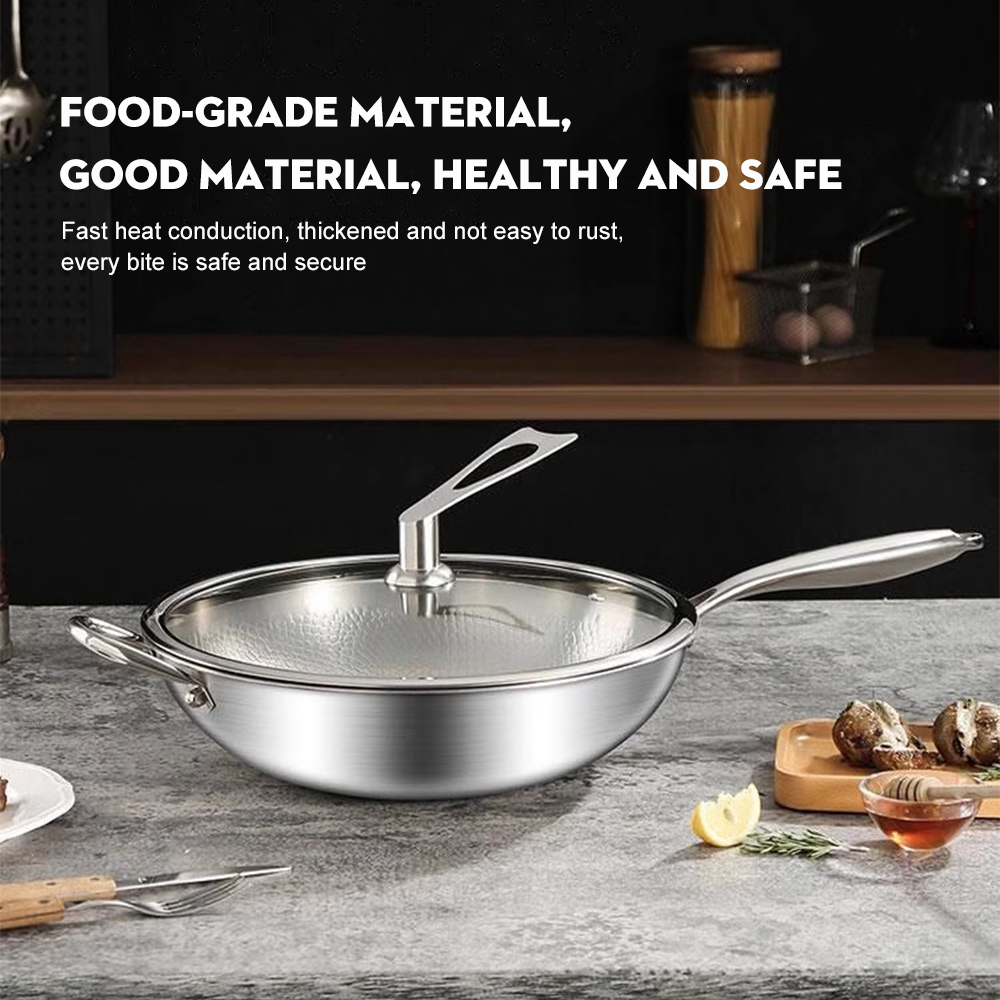 German Pure Titanium Wok Uncoated Scale Hammer Pattern Titanium Wok ...