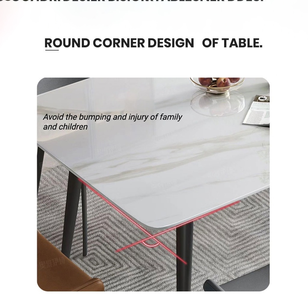 【KAYU RINGKAS】Nordic modern Marble texture Dining table Light luxury ...