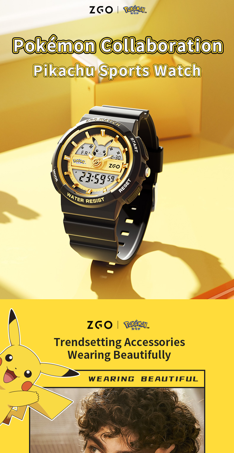 【Hot items】ZGO x Pokemon Pikachu jam tangan Original Electronic Watch ...