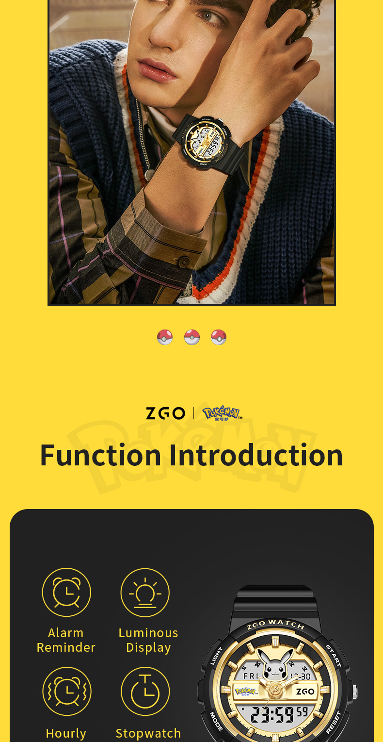 【Hot items】ZGO x Pokemon Pikachu jam tangan Original Electronic Watch ...