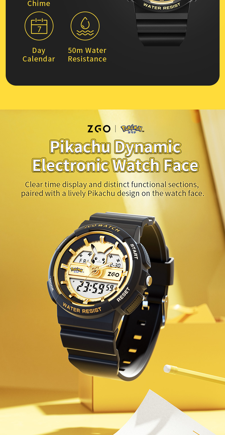 【Hot items】ZGO x Pokemon Pikachu jam tangan Original Electronic Watch ...